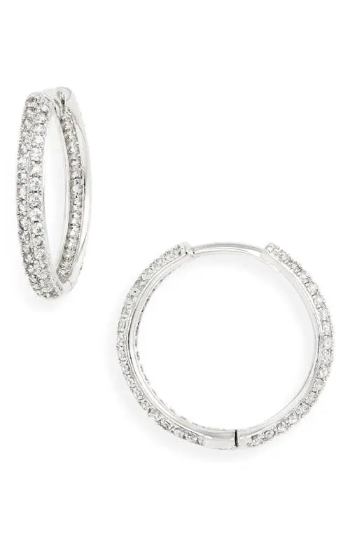 Nordstrom Pavé Hoop Earrings - Clear- Silver