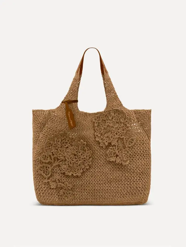 Oscar De La Renta The Topaz Crochet Raffia Tote - One-color