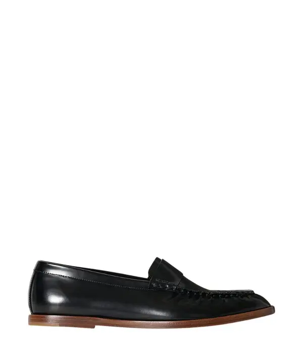 THE ROW Leather Loafers - Black