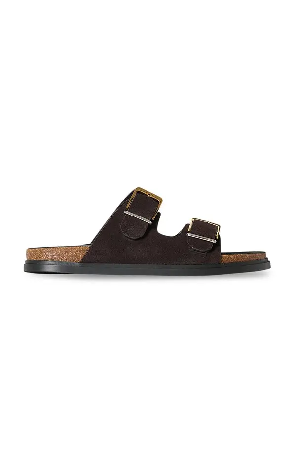 THE ROW Suede Buckled Slide Sandals