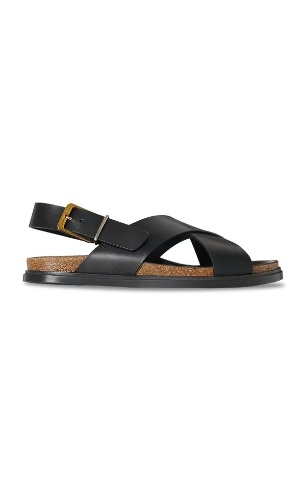 THE ROW Buckle Leather Sandals - Black