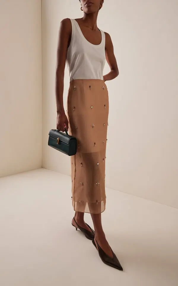 Lafayette 148 New York Silk Pencil Midi Skirt