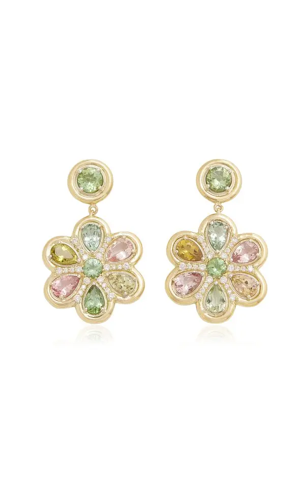 Jamie Wolf 18k Yellow And White Gold Tourmaline And Diamond Earrings - Multi