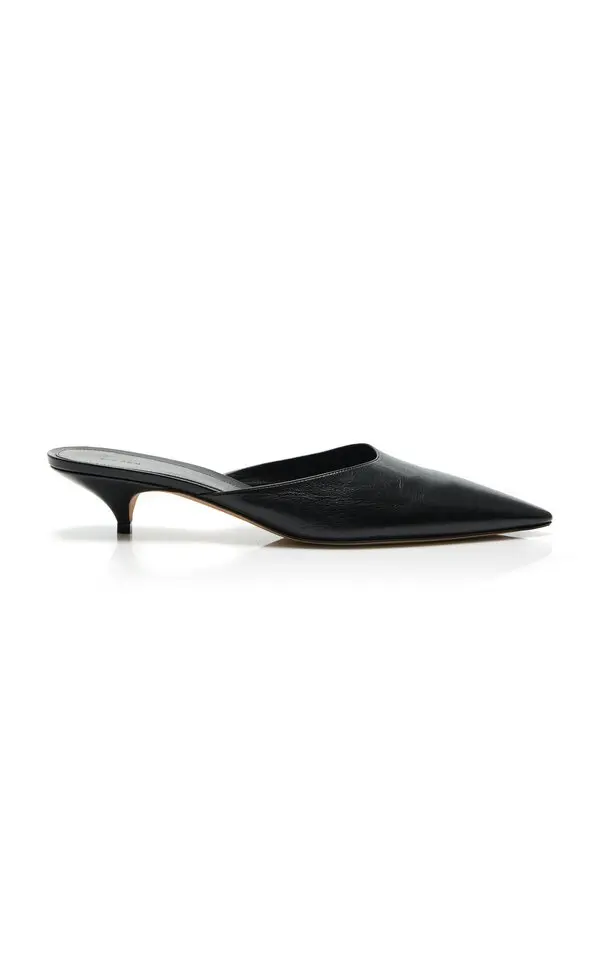 THE ROW Liisa Ii Leather Mules - Black