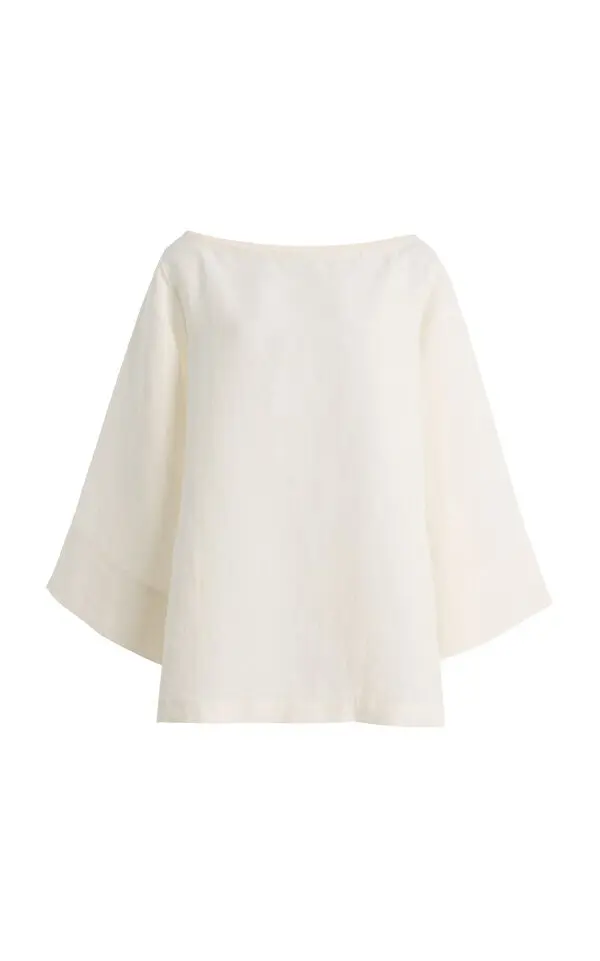 THE ROW Junia Washed Linen Top - White