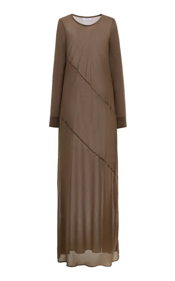 SLOAN Long Georgette Gown With Bias Seam - Taupe