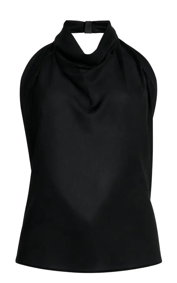 SLOAN Crepe Scarf Top - Black