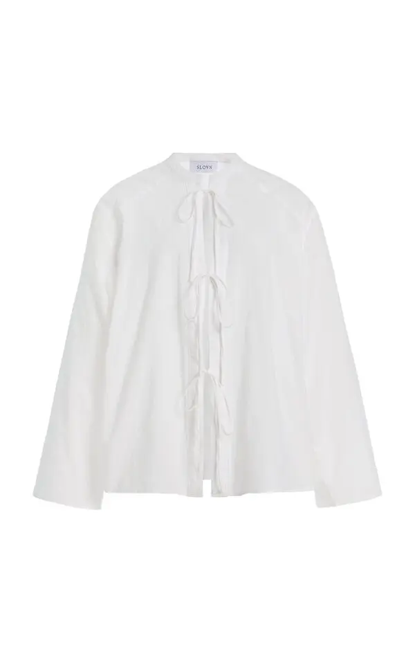 SLOAN Exclusive Cotton Voile Tie Tunic - White