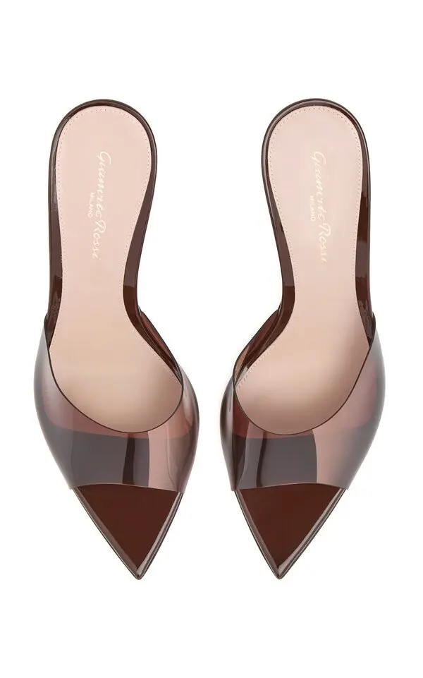 GIANVITO ROSSI Elle Plexi Mules - Brown