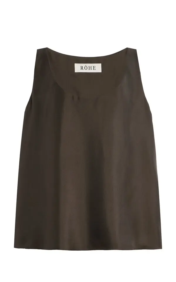RÓHE Silk Scoop-neck Top - Brown