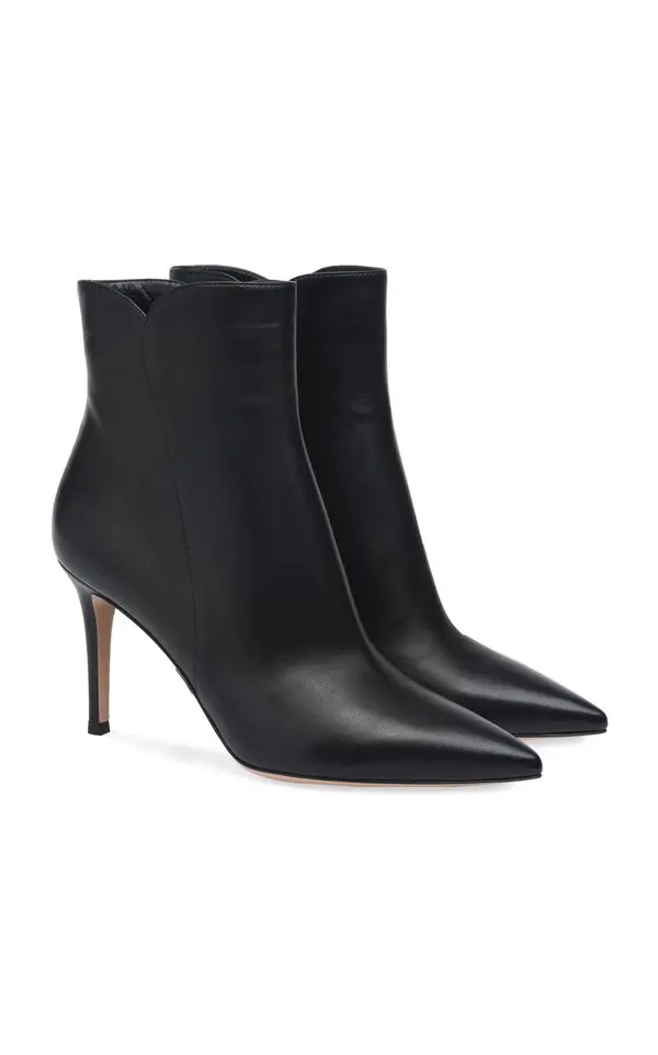 GIANVITO ROSSI Levy Leather Ankle Boots - Black