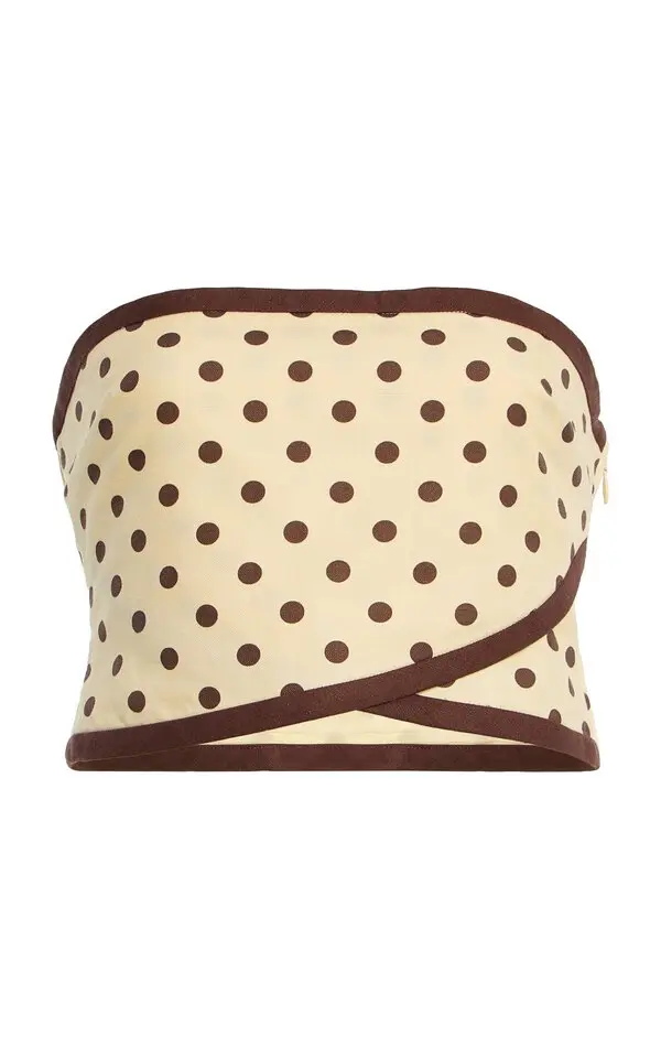 Posse Bowie Polka-dot Linen-cotton Top - Yellow