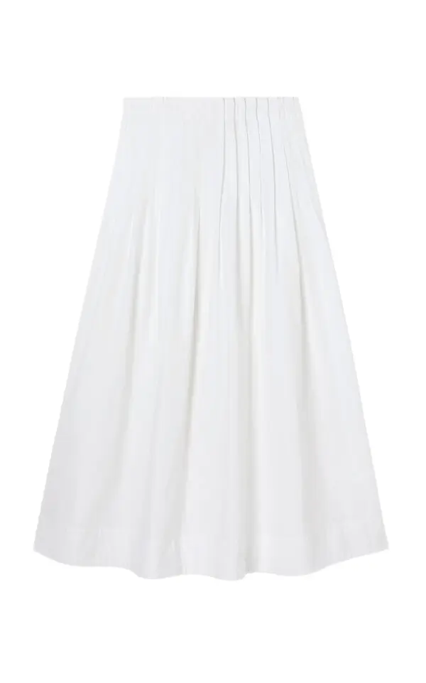 RÓHE Pleated Cotton-poplin Maxi Skirt - White