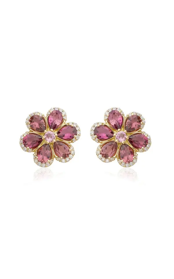 Jamie Wolf 18k Yellow Gold Tourmaline And Diamond Earrings - Pink