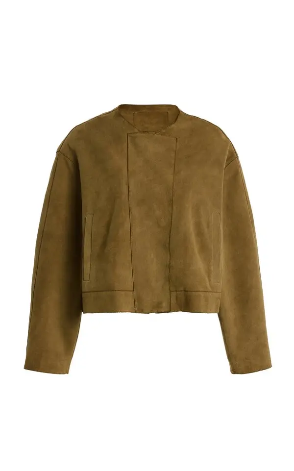 SLOAN Exclusive Suede Bomber Jacket - Olive