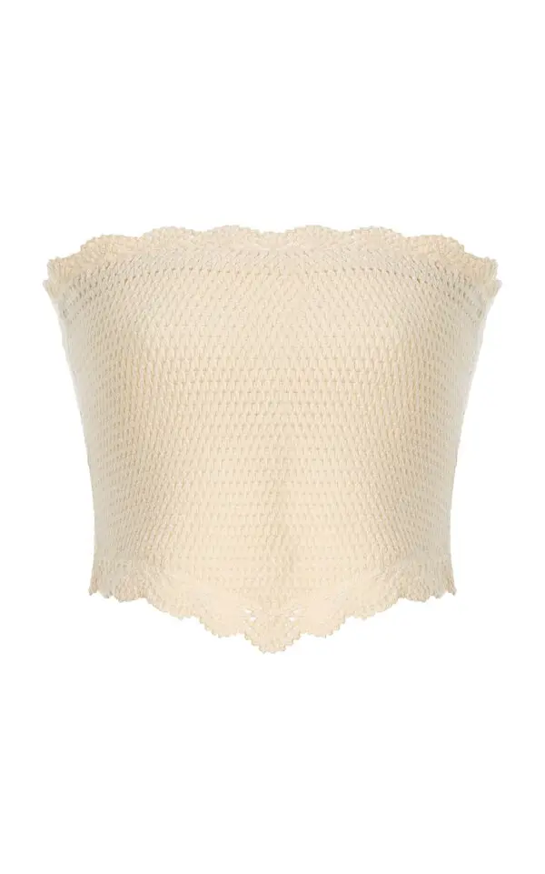 Posse Dylan Strapless Crocheted Crop Top