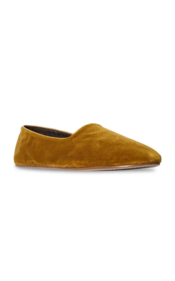 THE ROW Ponti Cotton Velvet Slippers - Yellow