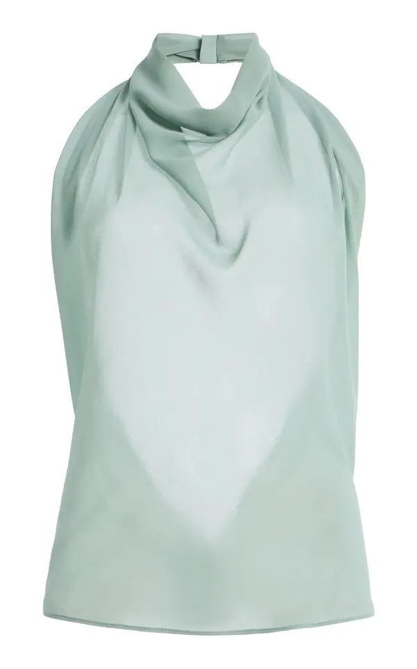 SLOAN Georgette Halter Neck Top - Blue