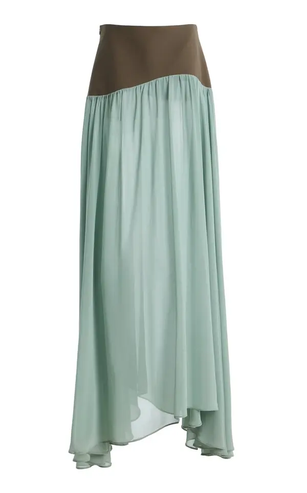 SLOAN Wave Crepe Maxi Skirt - Blue