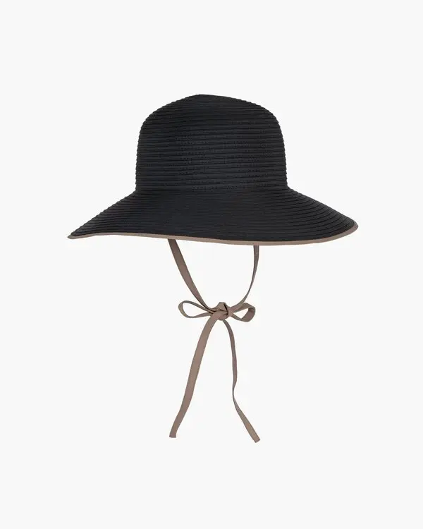 Eric Javits Ribbon Skimmer Sun Hat - Black Mix