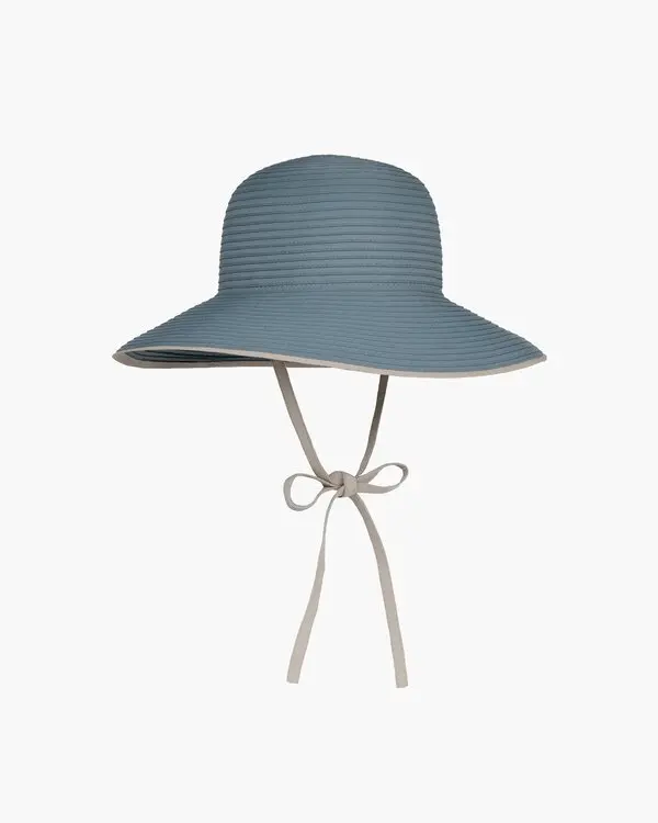 Eric Javits Ribbon Skimmer Sun Hat - Blue Stone