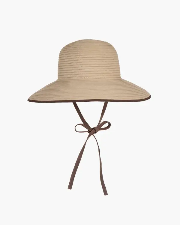 Eric Javits Ribbon Skimmer Sun Hat - Khaki Mix