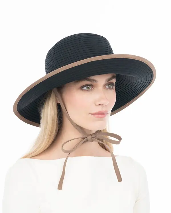 Eric Javits Ribbon Skimmer Sun Hat - Khaki Mix