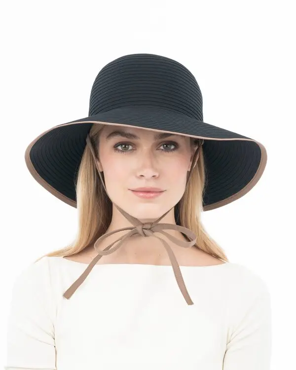 Eric Javits Ribbon Skimmer Sun Hat - Khaki Mix