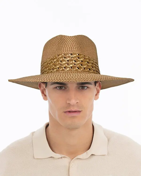 Eric Javits Squishee Straw Fedora Hat - Black