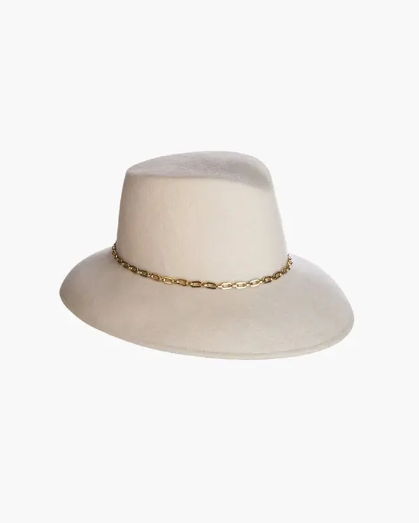 Eric Javits Felt Fedora With Gold-plated Chain - Alabaster