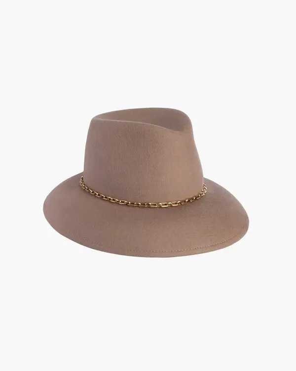 Eric Javits Felt Fedora With Gold-plated Chain - Almondine