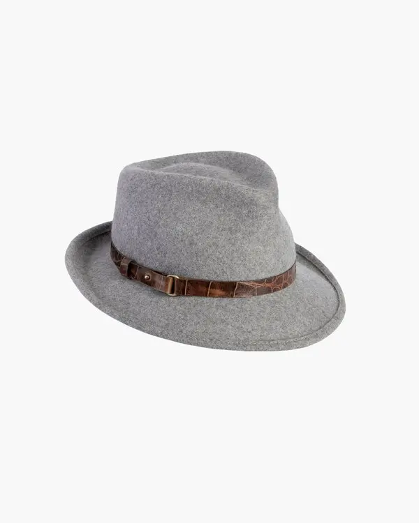 Eric Javits Wool Fedora Hat - Grey Mix
