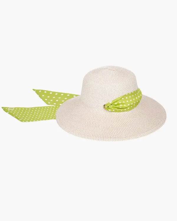 Eric Javits Twillybilly Sun Hat - Cream Kiwi Dot