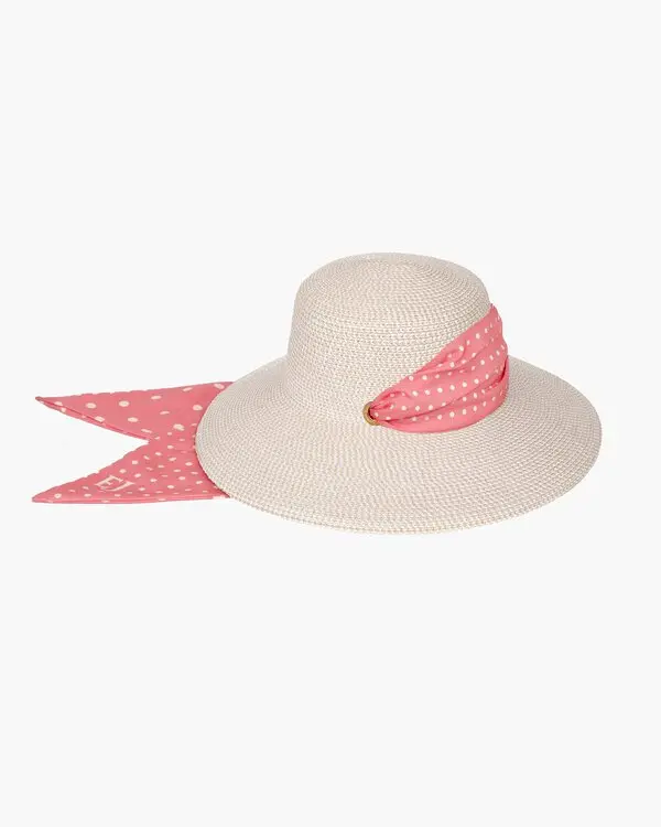 Eric Javits Twillybilly Sun Hat - Cream Pink Dot