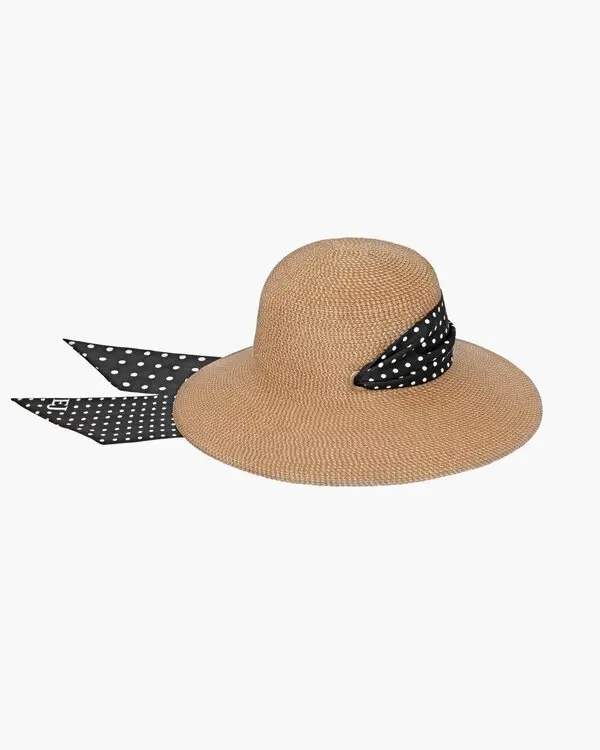 Eric Javits Twillybilly Sun Hat - Natural Black Dot