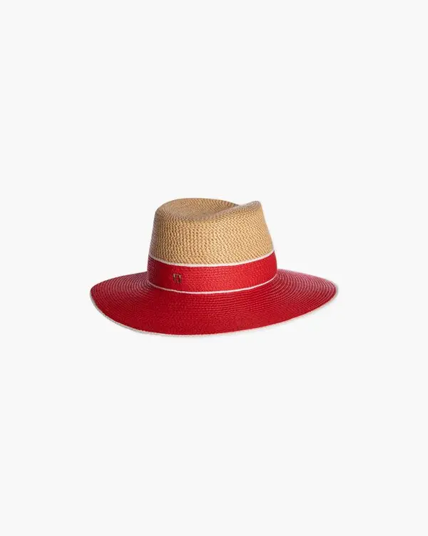 Eric Javits Squishee Straw Fedora Hat - Red Mix