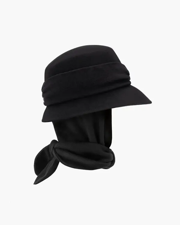 Eric Javits Wool Felt Cloche Hat With Merino Wool Scarf - Black