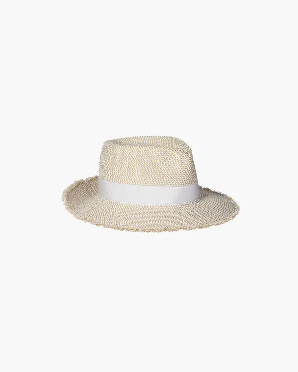 Eric Javits Straw Fedora Hat With Fringe, Size - White Mix