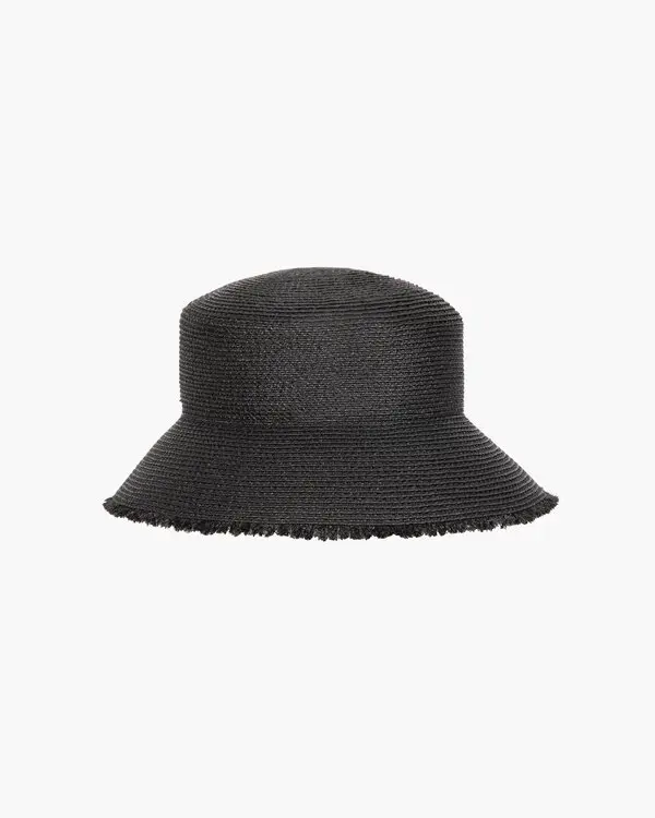 Eric Javits Squishee Raffia Bucket Hat - Black