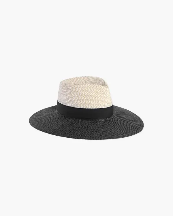 Eric Javits Lady Daphne Two-tone Fedora Hat - White Mix Black