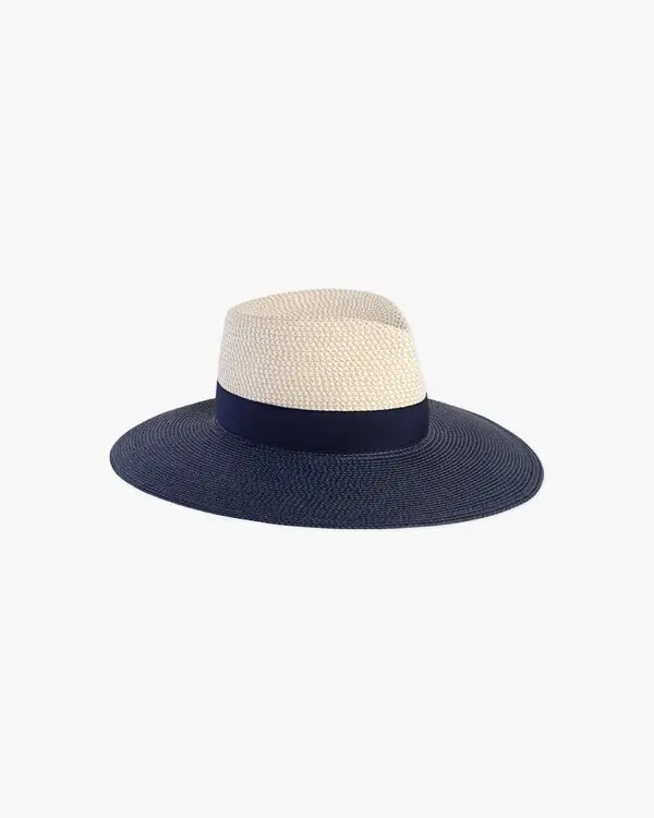 Eric Javits Lady Daphne Two-tone Fedora Hat - White Mix/navy