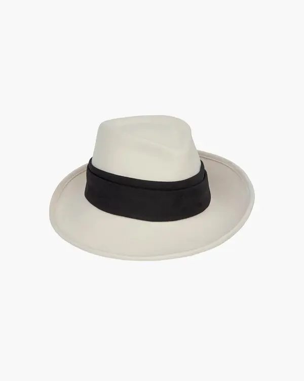 Eric Javits L'avenue Wool Felt Fedora - Off-white/black