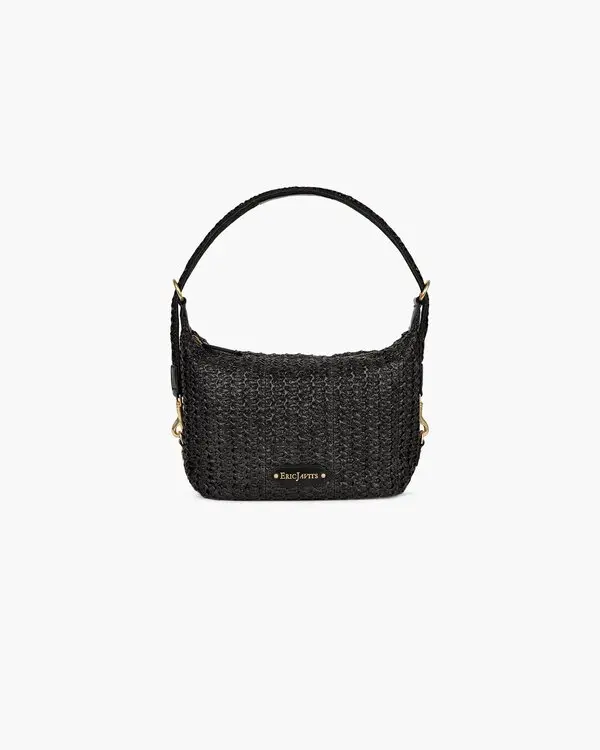 Eric Javits Woven Raffia Hobo Bag - Black