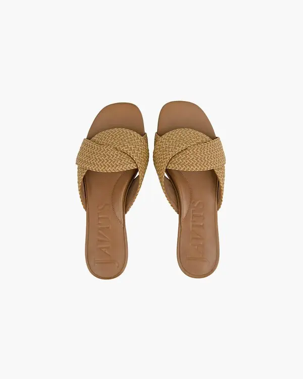 Eric Javits Arika Flat Sandal Slide - Natural