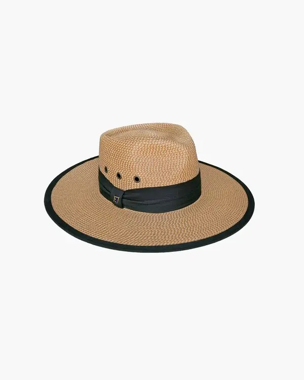 Eric Javits Raffia Straw Fedora Hat - Natural/black