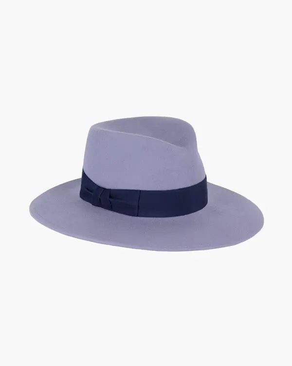 Eric Javits Wool Zora Felt Fedora Hat - Lilac/navy