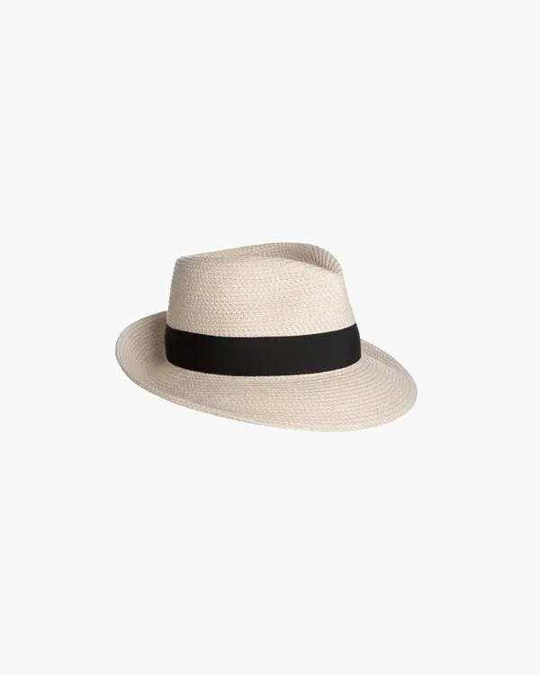Eric Javits Squishee Classic Fedora Straw Hat - Cream Black