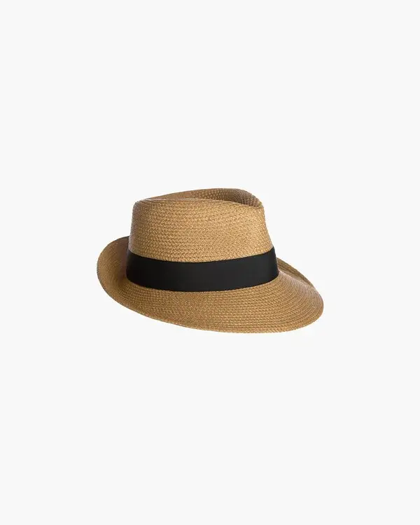 Eric Javits Squishee Classic Fedora Straw Hat - Natural/black