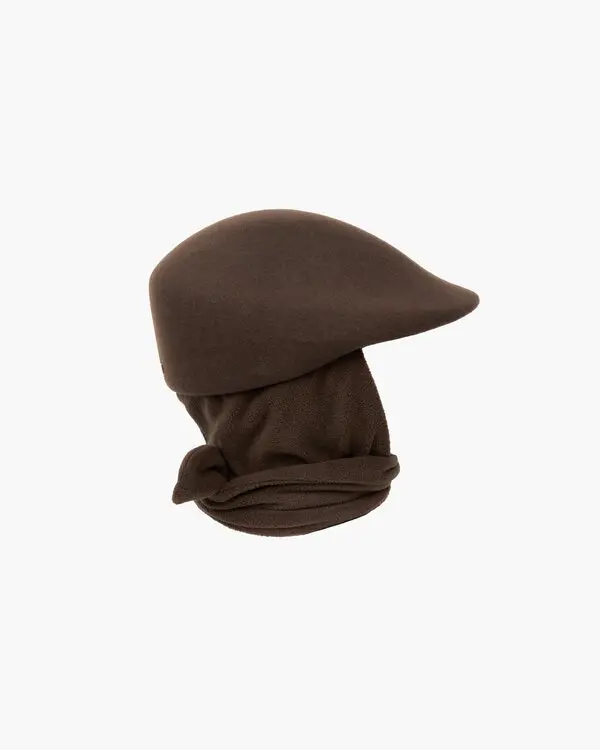Eric Javits Water-repellent Wool Felt Hat With Attached Microfiber Fleece Scarf - Brown