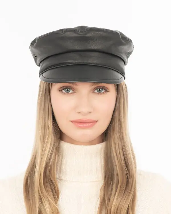 Eric Javits Leather Night Porter Cap